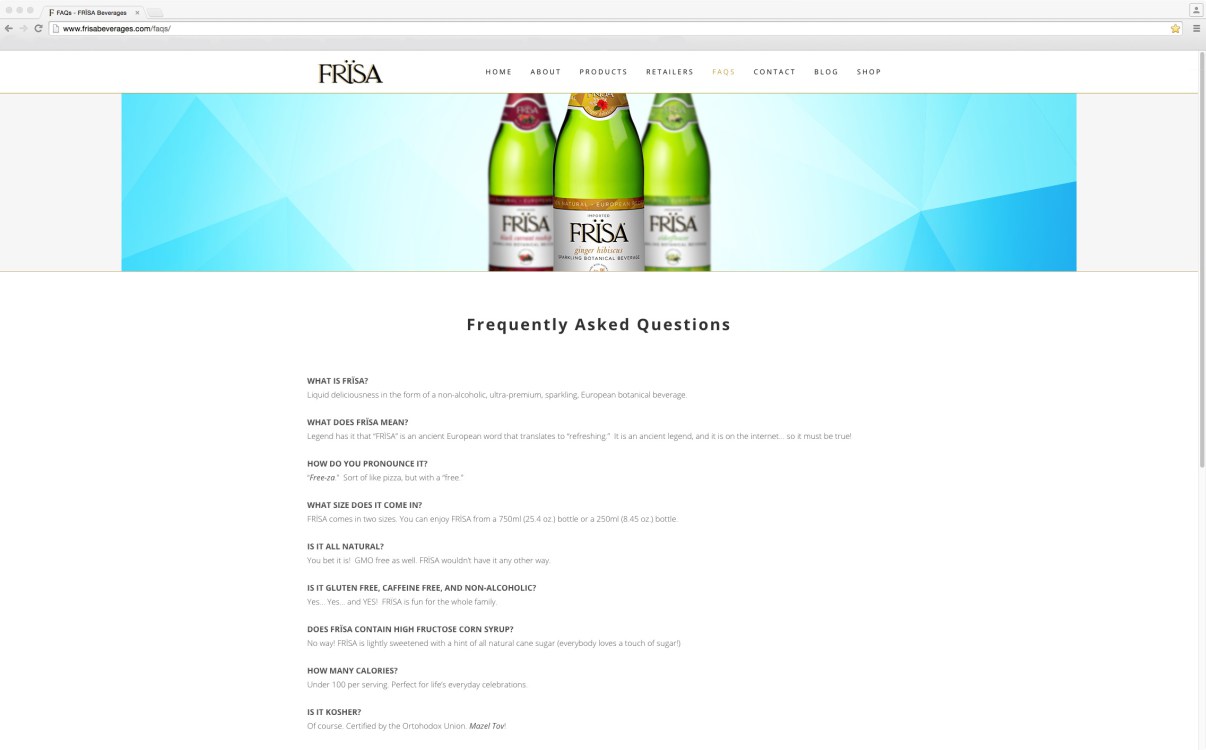 Frisa Beverages - ©2023 Ben Rothman, Web Developer
