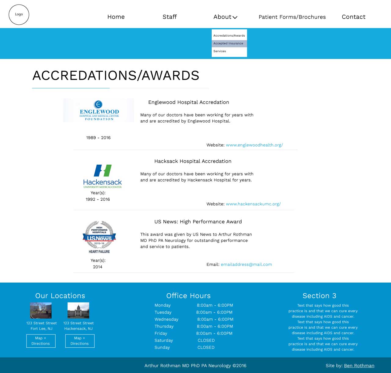 Arthur C Rothman Neurology - ©2023 Ben Rothman, Web Developer